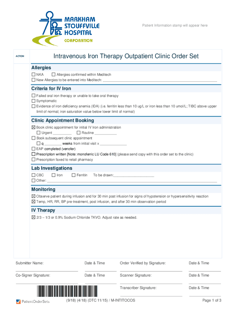 Fillable Online Reactions to Intravenous Iron are rare. An iron ...