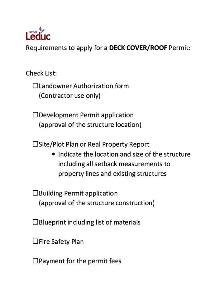 Fillable Online Deck Roof Cover permit package Fax Email Print - pdfFiller
