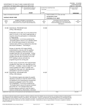 Fillable Online printed: 10/25/2022 - form approved omb no. 0938-0391 ...