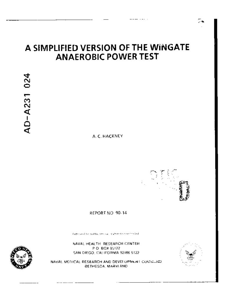 Fillable Online A Simplified Version of the Wingate Anaerobic Power ...
