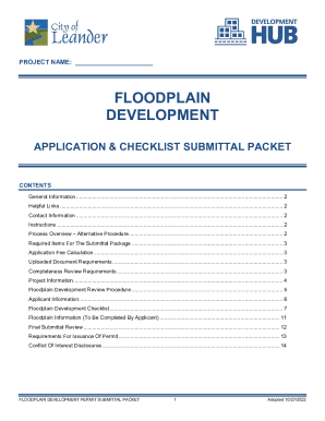 Fillable Online Minor Project Floodplain Development Permit Application ...