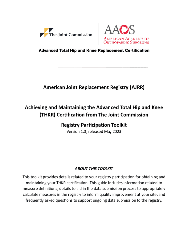 Fillable Online The Joint Commission Advanced Total Hip and Knee ...