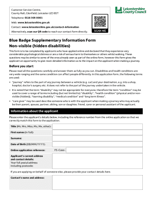 Fillable Online Blue Badge Application Form for applicants that are ...