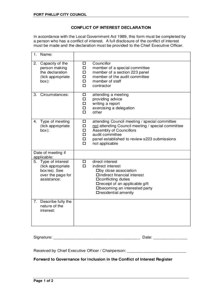 Fillable Online Fact sheet: Conflict of interest for councillors Fax ...