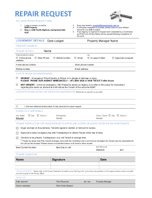 Fillable Online REPAIR REQUEST FORM - Brisbane .docx Fax Email Print ...