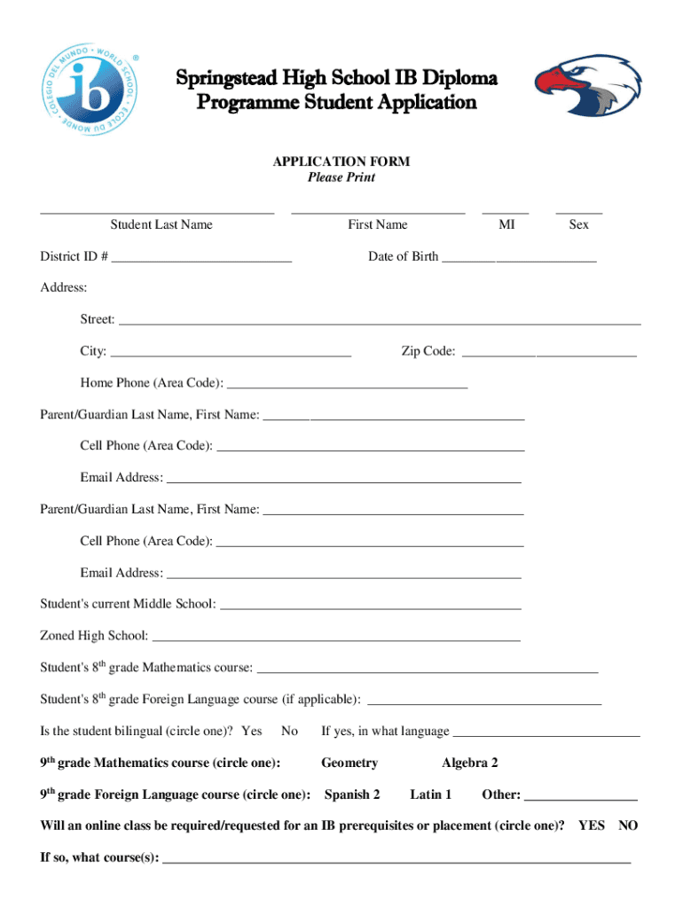 Fillable Online SRHS Pre-IB/AP Info/Application - Sebastian River High ...