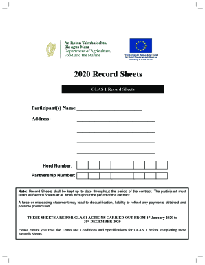 Fillable Online 2020 Record Sheets Fax Email Print - pdfFiller