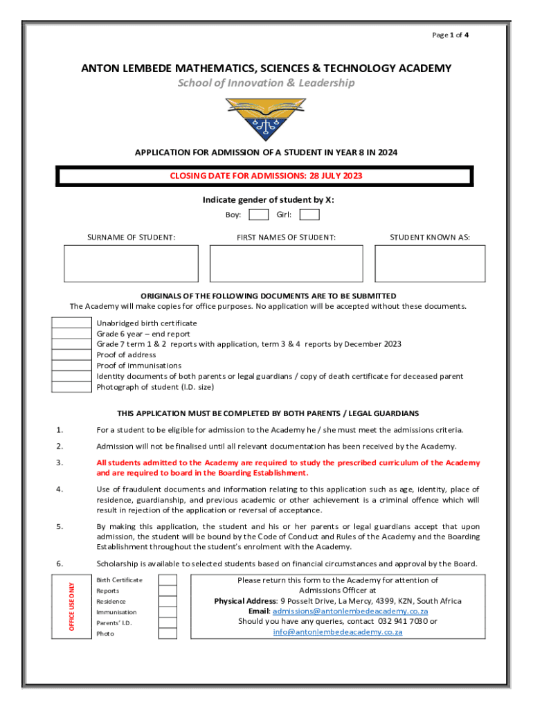 Fillable Online Anton Lembede Maths & Science Academy gets an OPL Fax ...