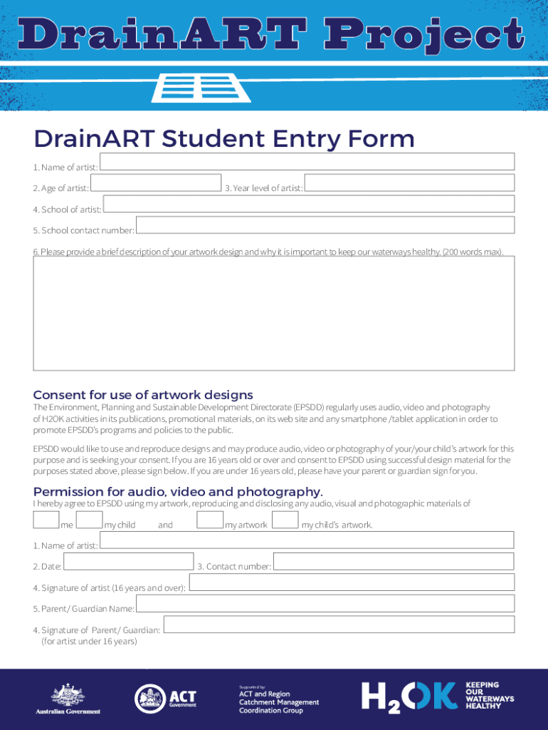 Fillable Online DrainART Student Entry Form Fax Email Print - pdfFiller