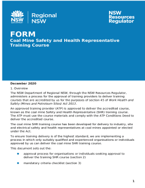 Coal Mine Safety and Health Representative Training Course Doc Template ...