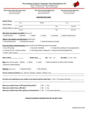 Fillable Online New Student Registration Form-June 2019.pdf Fax Email ...