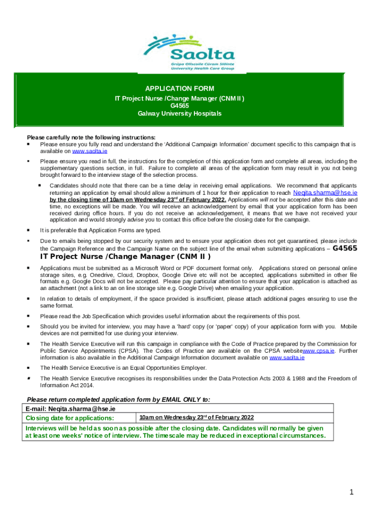 Application IT Project Nurse Change Manager (CNM ... Doc Template ...