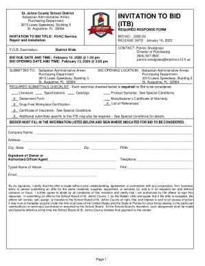 Fillable Online INVITATION TO BID TITLE: HVAC Service, Fax Email Print ...