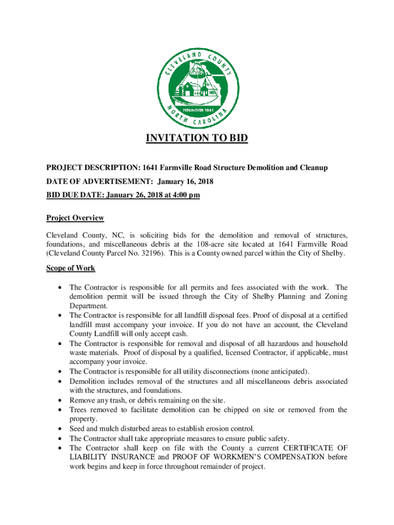 Fillable Online demolish buildings project Bids, RFP & Government ...