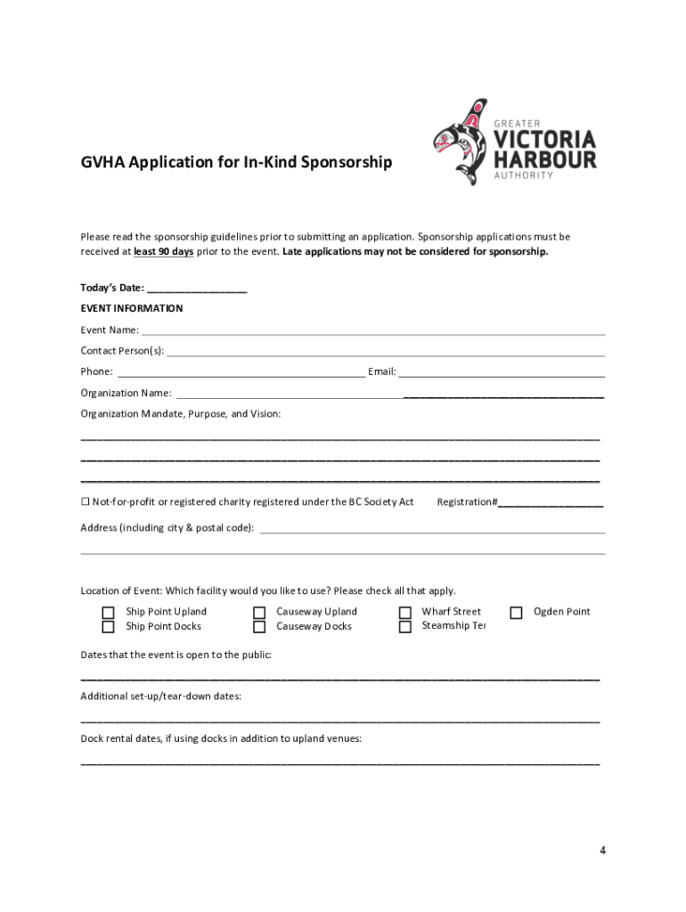 Fillable Online 2020 In-Kind Sponsorship Application.doc Fax Email ...