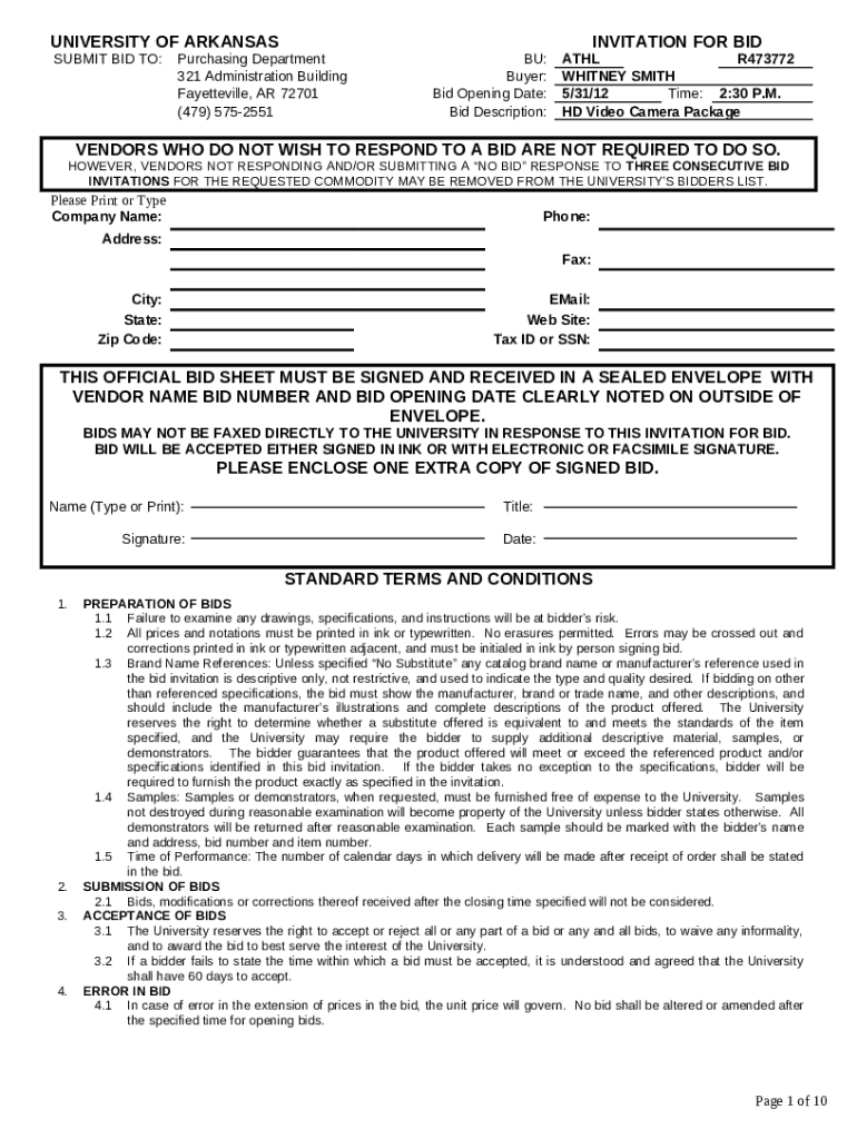 THIS OFFICIAL BID SHEET MUST BE SIGNED AND RECEIVED IN A SEALED ...