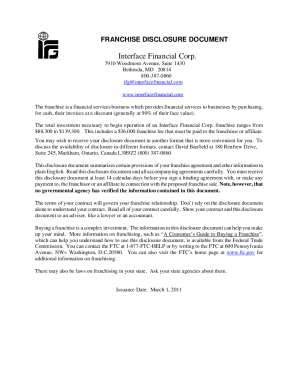 Fillable Online FRANCHISE DISCLOSURE DOCUMENT - Interface Financial ...