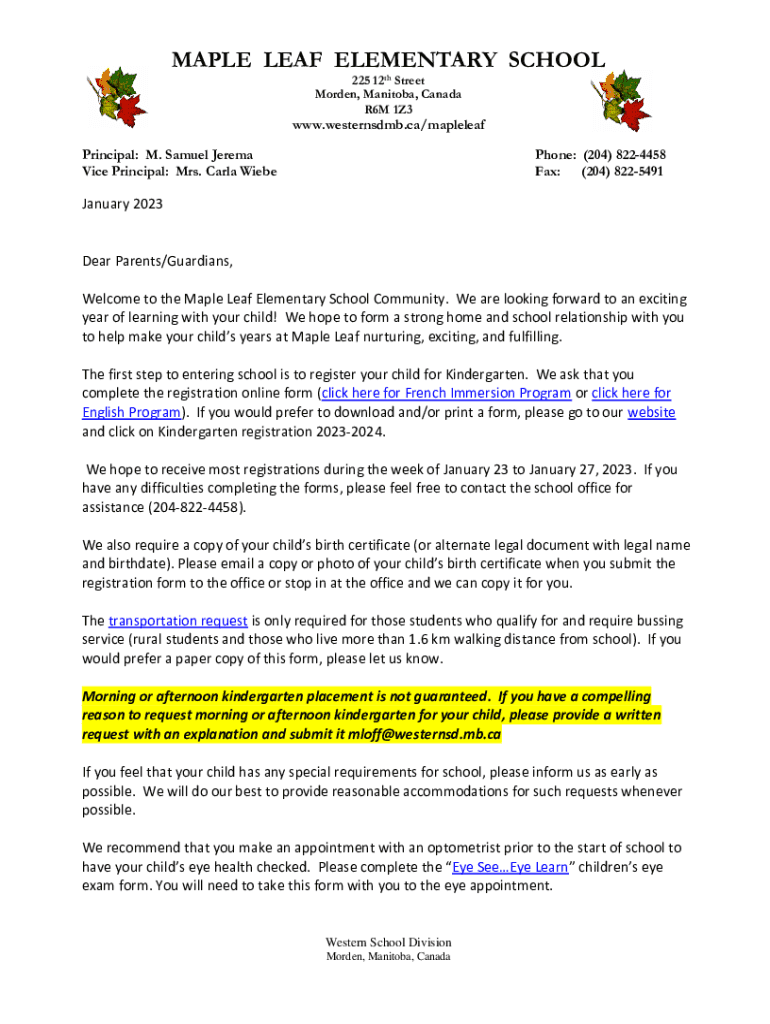 Fillable Online Principal's Message - Maple Leaf Elementary School Fax Email Print - pdfFiller