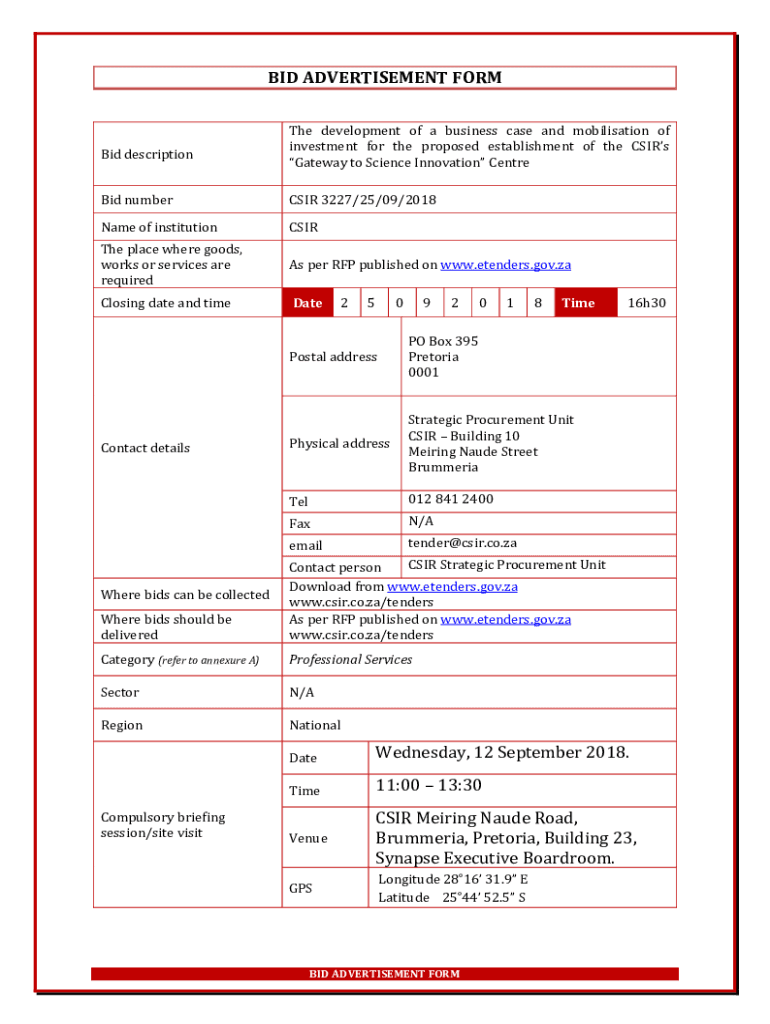 Fillable Online bid advertisement form Fax Email Print - pdfFiller