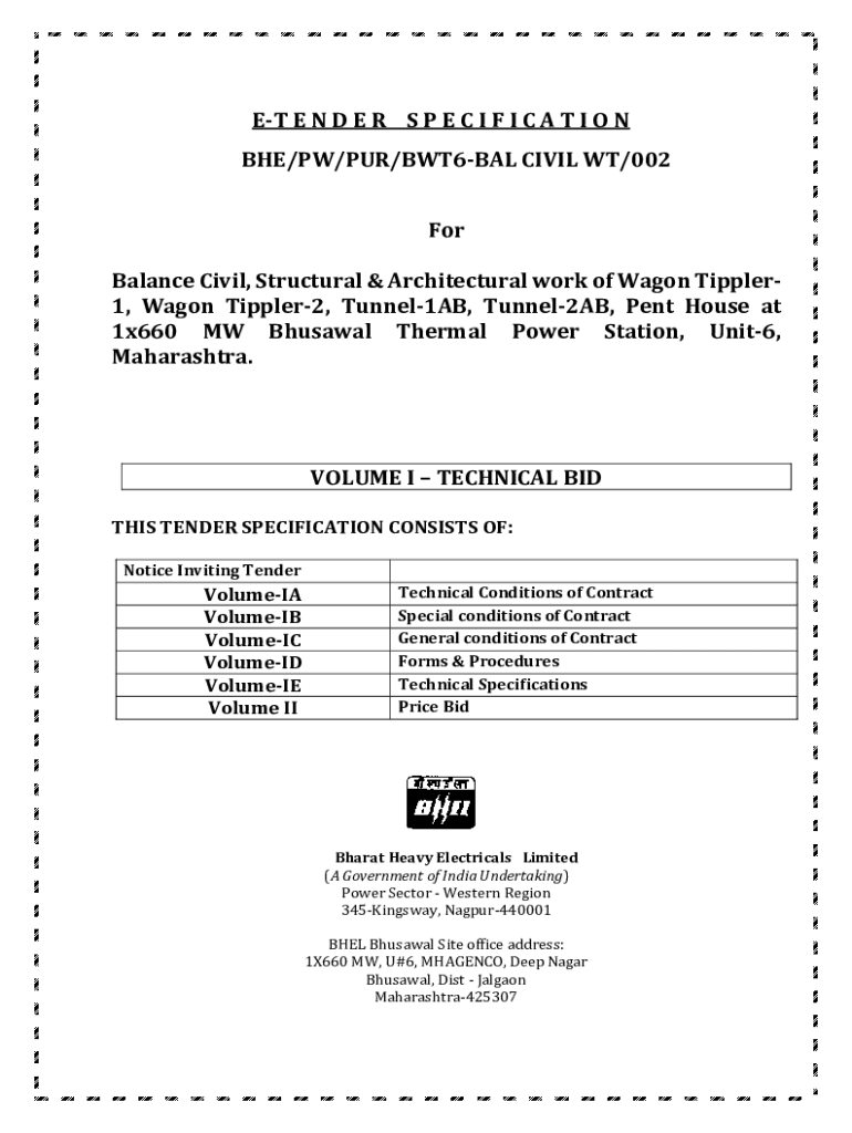 Fillable Online BALANCE CIVIL WORK OF OVERHEAD WATER TANK AT ... Fax ...
