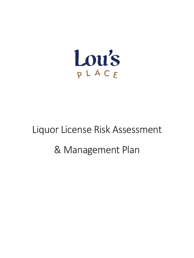 Fillable Online Liquor License Risk Assessment & Management Plan Fax ...