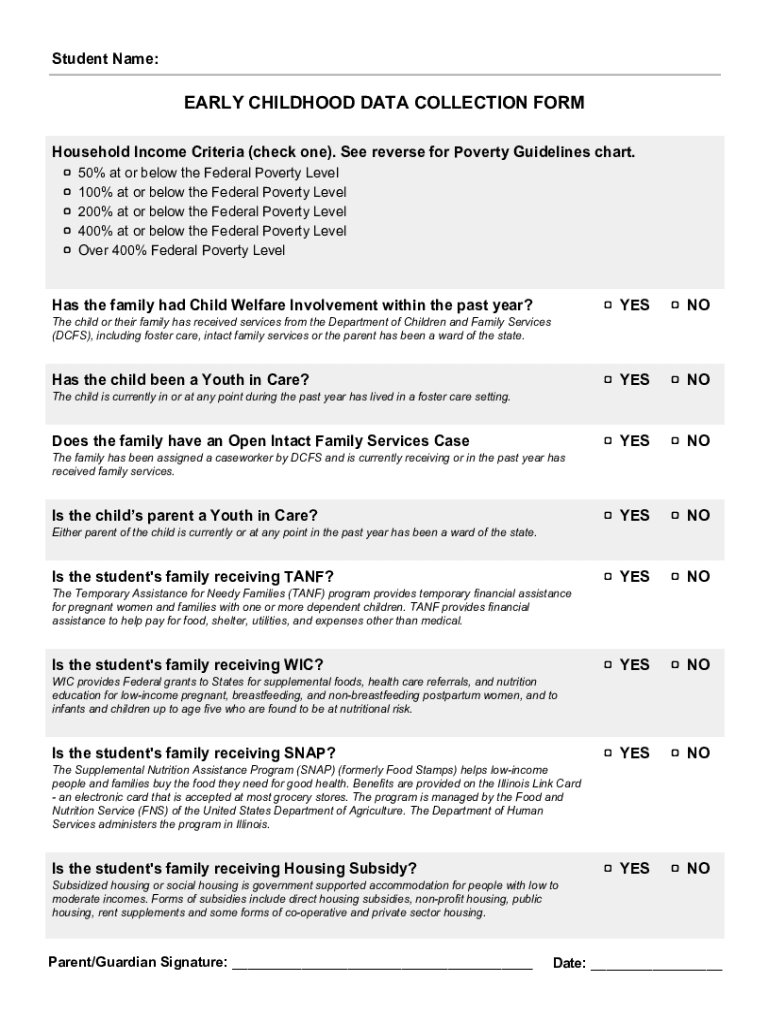 Fillable Online BLANK 2018 SIS ISBE ECE Data Collection Parent Form (1 ...