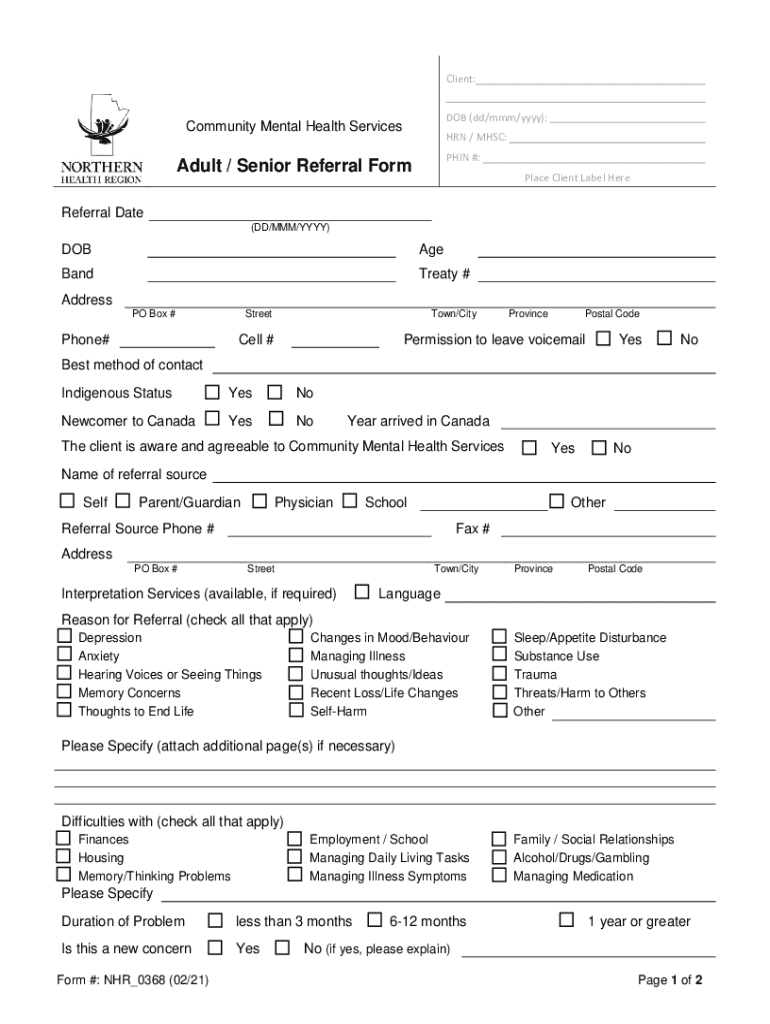 Fillable Online Child and Adolescent Referral Form Fax Email Print ...