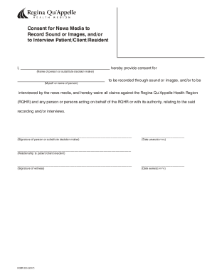 Fillable Online Patient/Staff Consent Form for Media Fax Email Print ...