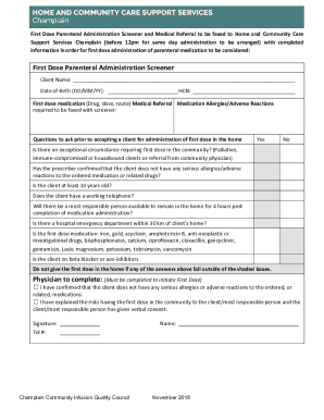 Fillable Online First Dose Parenteral Administration Form Fax Email ...