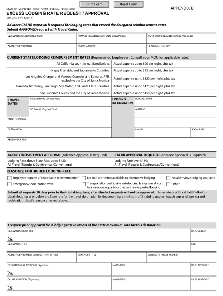 Fillable Online Announcements - Updated Excess Lodging Rate Request ...