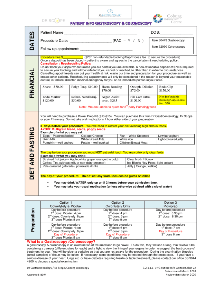 Fillable Online COLONOSCOPY REFERRAL FORM Fax Email Print - pdfFiller
