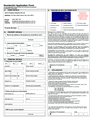 Fillable Online Cairns Property Collective Tenancy Application Form Fax ...