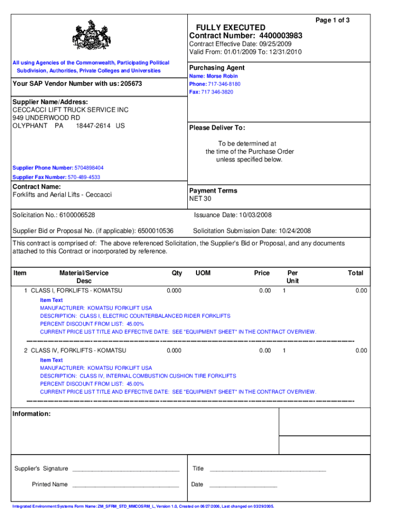 Fillable Online FULLY EXECUTED Contract Number: 4400003983 Fax Email ...