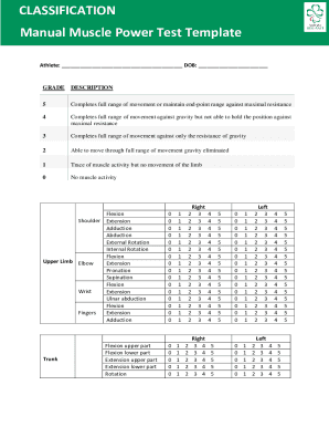 Fillable Online CLASSIFICATION Manual Muscle Power Test Template Fax ...