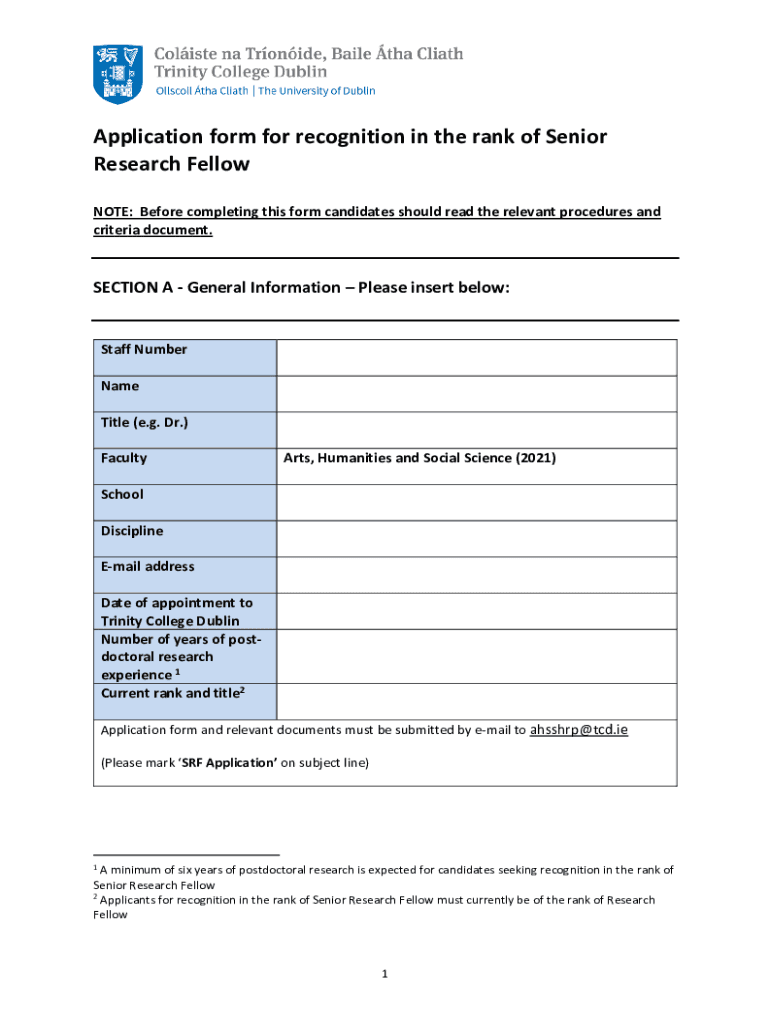Fillable Online Application form for recognition in the rank of Senior ...