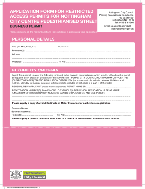 Fillable Online Restricted access Permit Application Business Fax Email ...