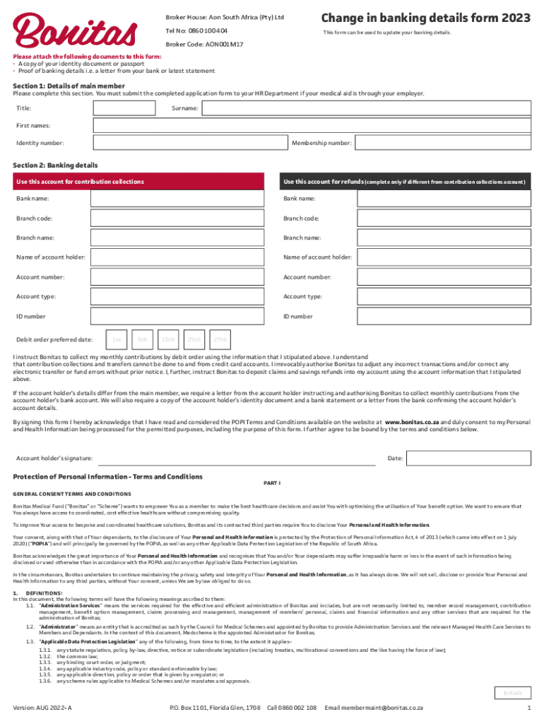 Fillable Online Adding or Changing Banking DetailsSouth African ... Fax ...