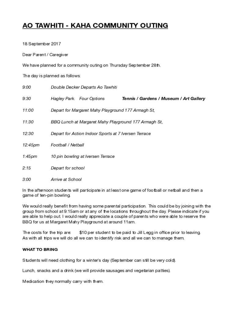 Fillable Online KAHA community outing Fax Email Print - pdfFiller