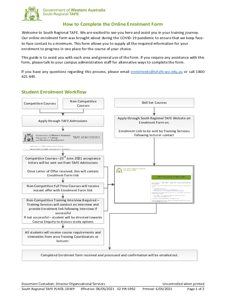 Fillable Online Student Guide to Completing the Online Enrolment Form ...
