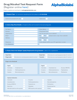 Fillable Online Drug/Alcohol Test Request Form (Register online here ...