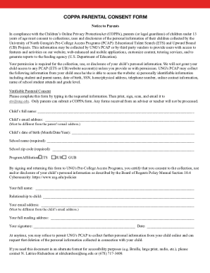 Fillable Online COPPA PARENTAL CONSENT FORM Fax Email Print - pdfFiller