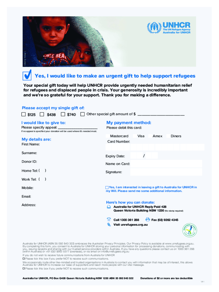 Fillable Online Your donations to UNHCR's winter appeal will help refugees. Fax Email Print ...