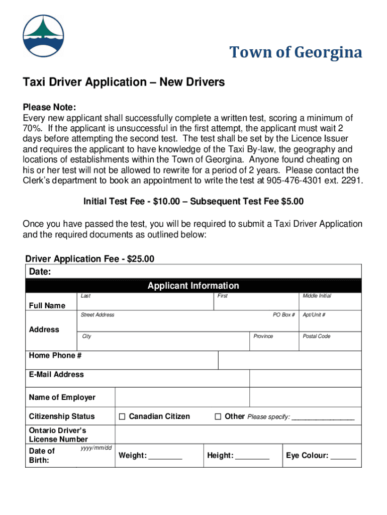 Fillable Online TAXI DRIVERS LICENCE APPLICATION FORM Fax Email Print ...