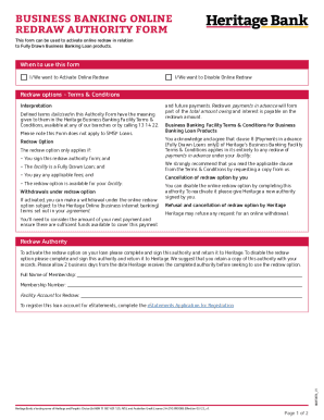 Fillable Online BUSINESS BANKING ONLINE REDRAW AUTHORITY FORM Fax Email ...