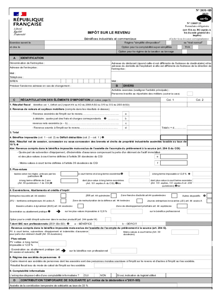 Remplissable En Ligne Formulaire 2031-SD : Impt sur le revenu Fax Email Imprimer - pdfFiller