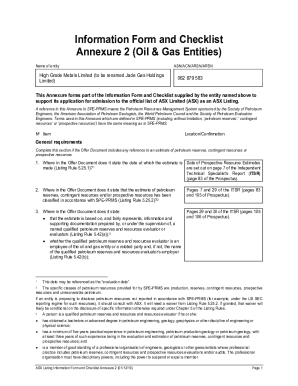 Fillable Online Information Form and Checklist Annexure 2 (Oil & Gas ...
