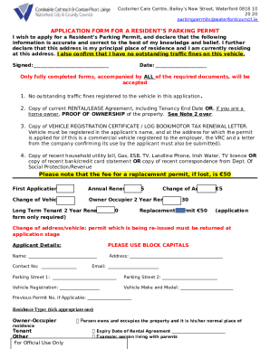 Waterford Parking Permit - Fill Out and Sign Printable ... Doc Template | pdfFiller