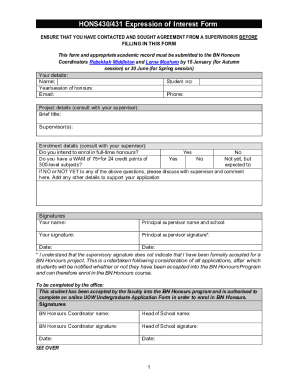 Fillable Online Bachelor of Nursing Expression of Interest Form Fax Email Print - pdfFiller