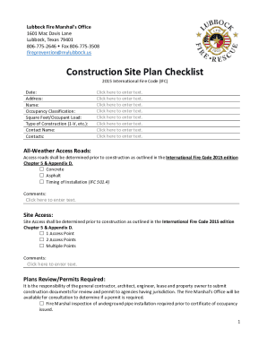 Fillable Online Construction Site Plan Checklist - City of Lubbock ...