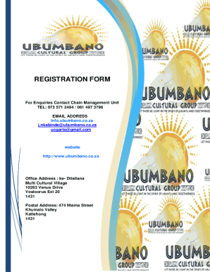 Fillable Online REGISTRATION FORM - Ubumbano Cultural Group Fax Email ...